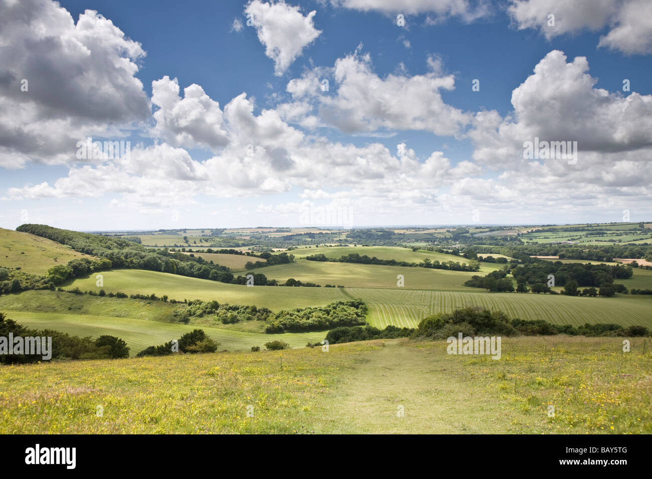 View of the Meon Valley and the South Downs from Old Winchester Hill ...