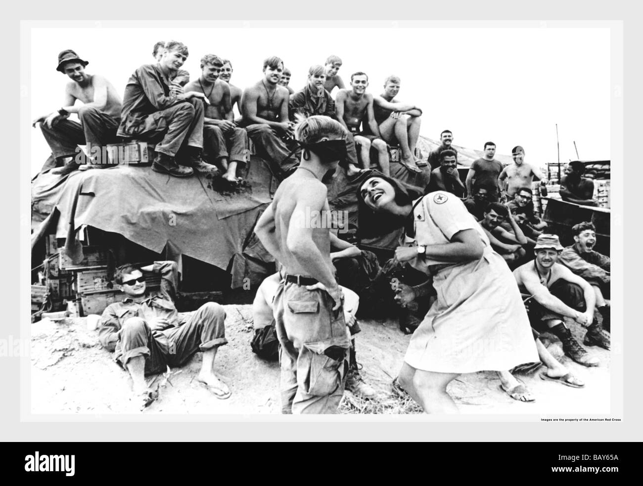 Red Cross Worker in Vietnam with Soldiers Stock Photo - Alamy