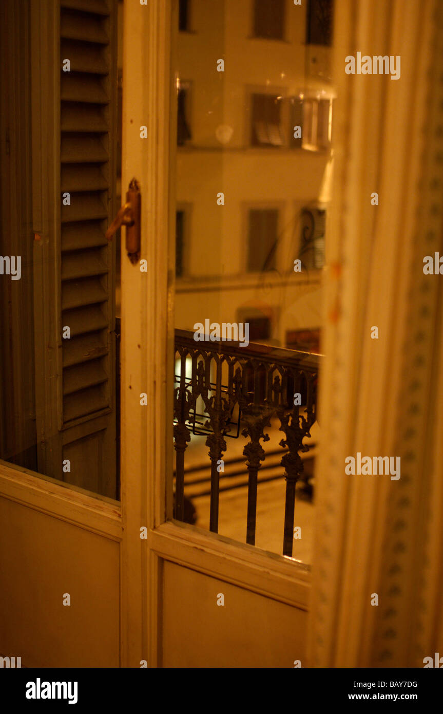 View out of the window of a Hotel room at night, Florence, Italy Stock ...