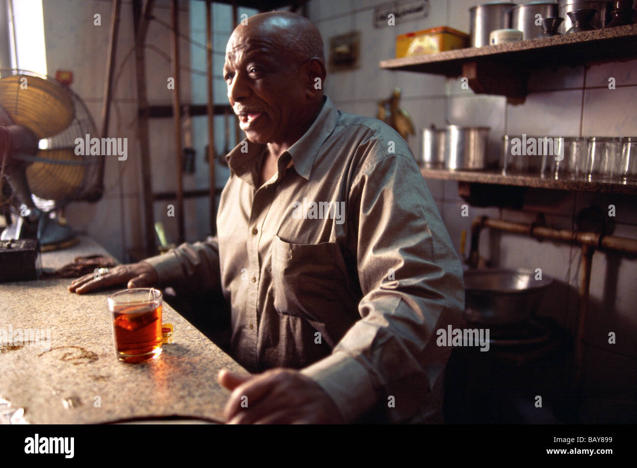 Sudanese cafe owner in Cairo, Egypt's bab el Luq neighborhood Stock ...