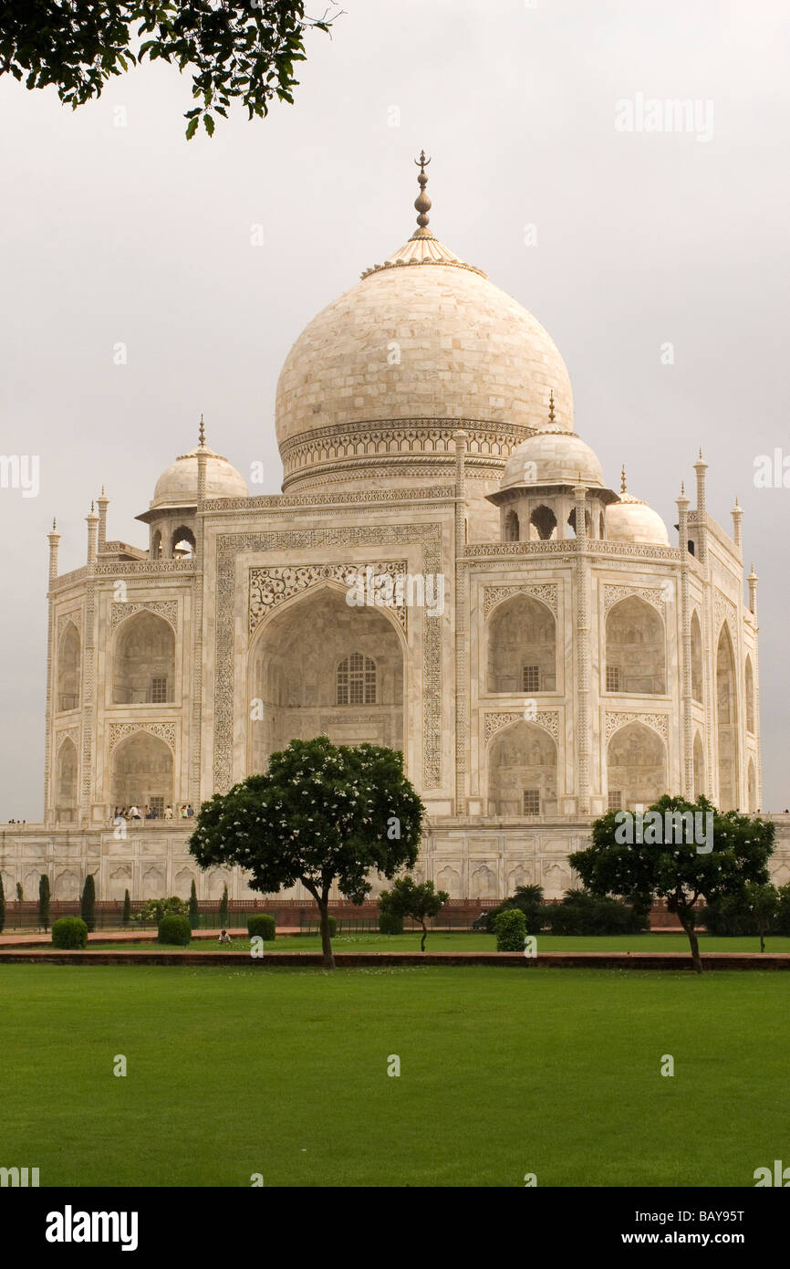 The Taj Mahal in Agra, India. It is set in a garden known as the Char ...