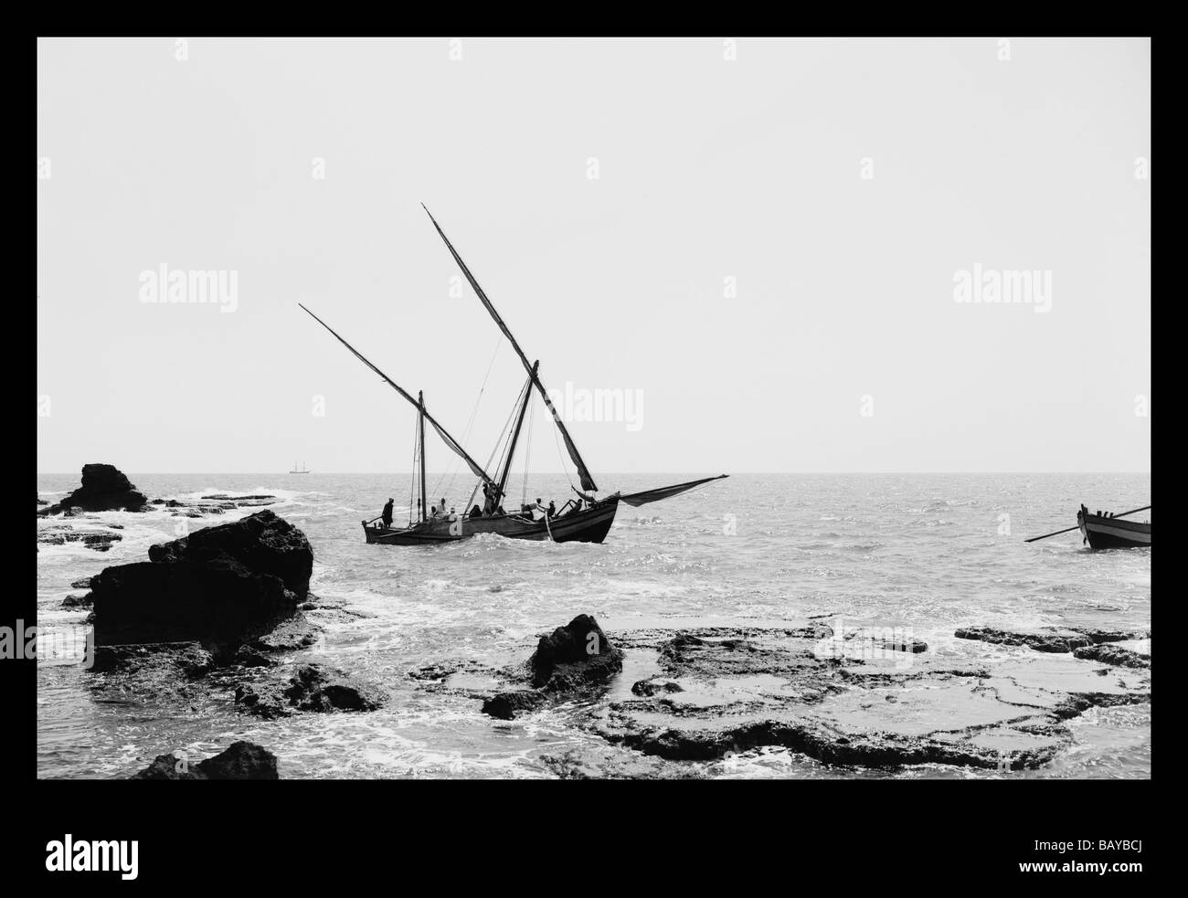 Sailing Vessel Among the Rocks at Jaffa Stock Photo - Alamy