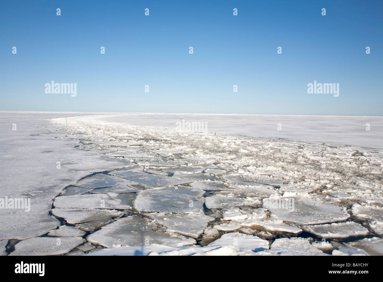 Passage through ice field at Marjaniemi , Hailuoto Island, Bothnian Bay ...