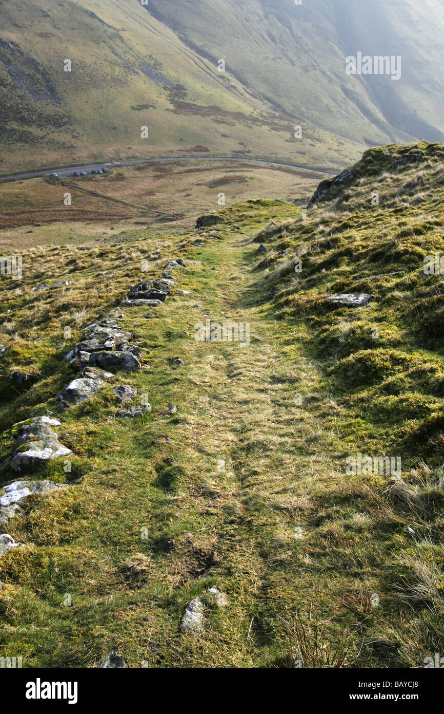 Walk in the country wilderness trail climbing the mountains, rocky ...