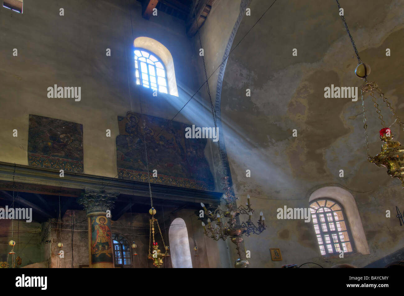 Beam of Light from window in Church of the Nativity; Bethlehem ...