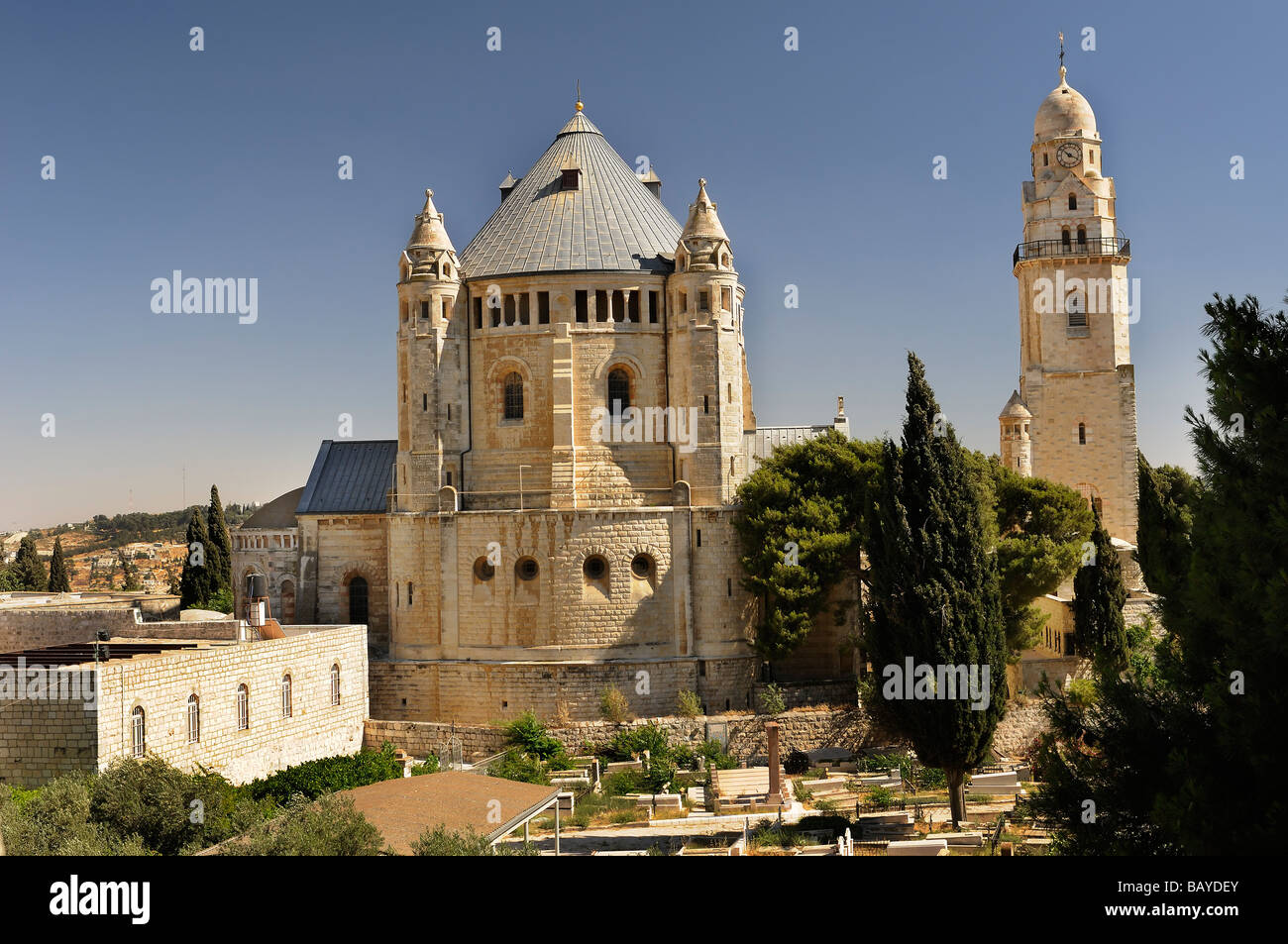 Church of the Dormition and bell tower at Mt Zion; Jerusalem, Israel Stock Photo - Alamy