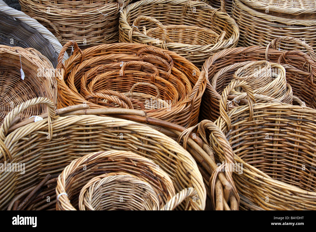 Circular woven willow baskets Stock Photo - Alamy