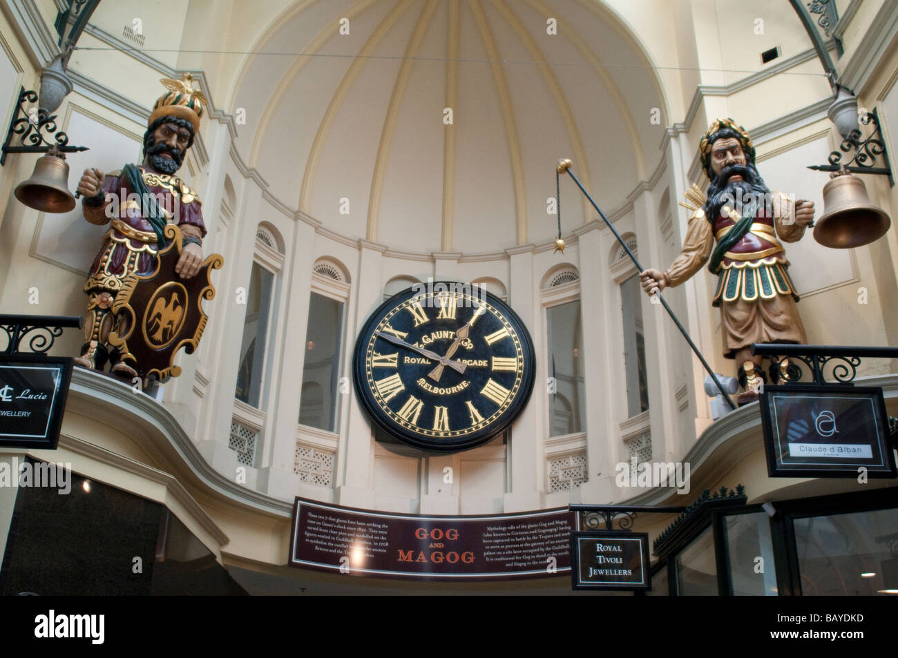 Clock in Royal Arcade off Bourke Street Mall Melbourne Victoria ...