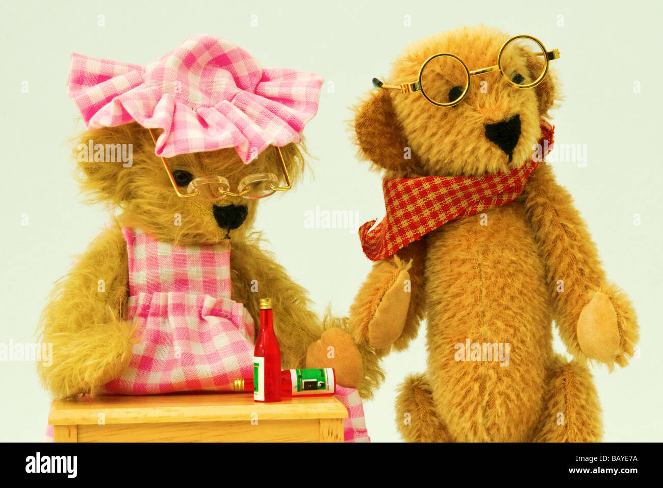 Mini teddy bear at the table with a bottle of pop (Mini Bear Collection ...