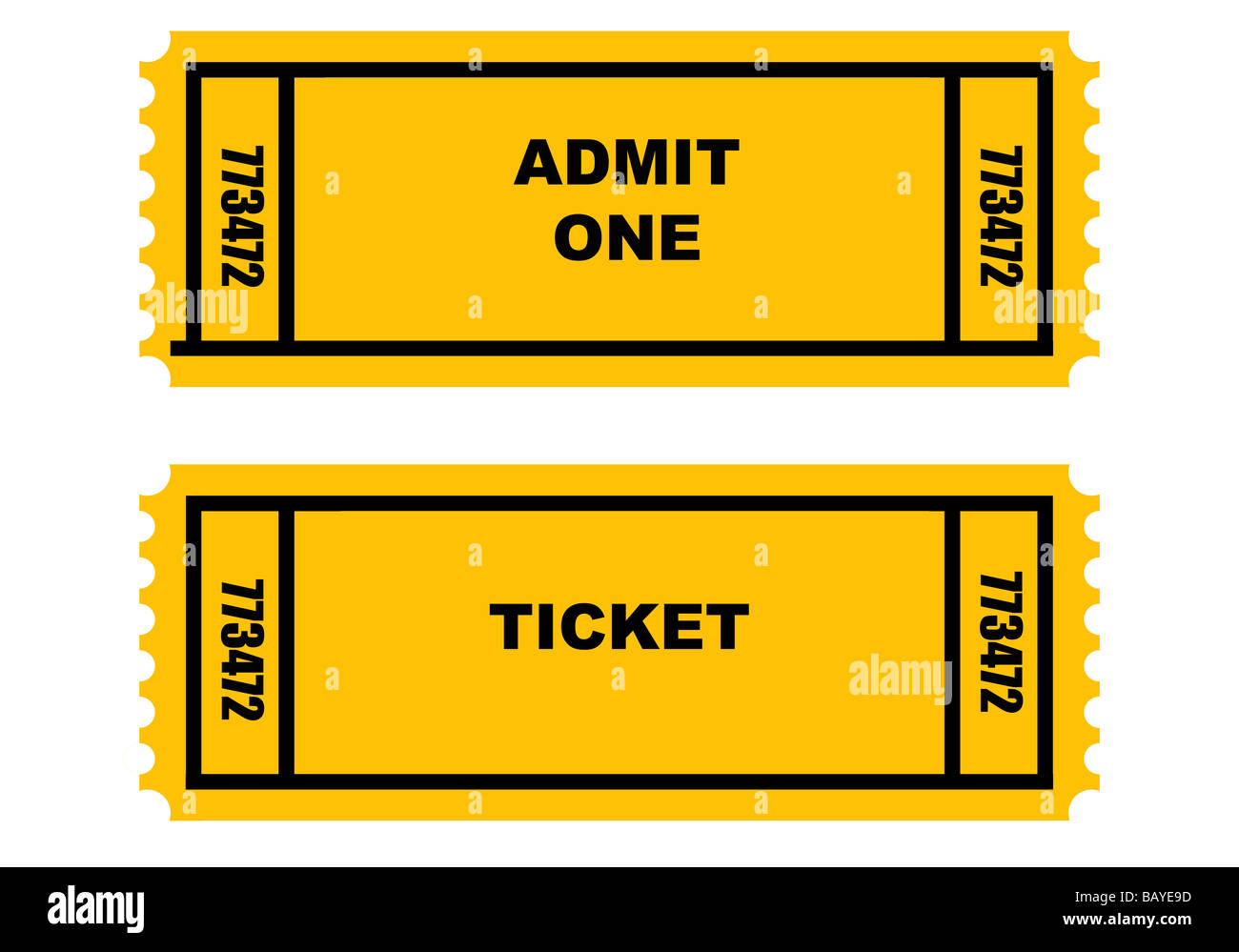 Illustration of two cinema or movie tickets front and back isolated on ...