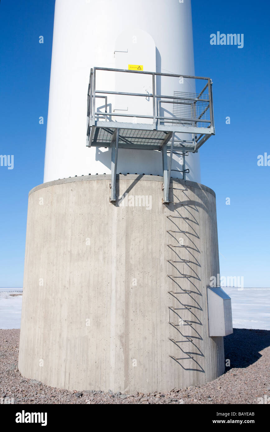 Metallic platform , ladders and maintenance entry door at wind turbine ...