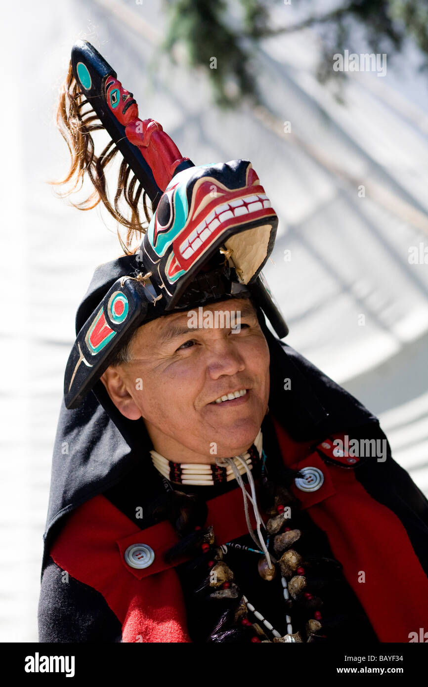 Man wearing native american costume; Vancouver, Canada Stock Photo - Alamy