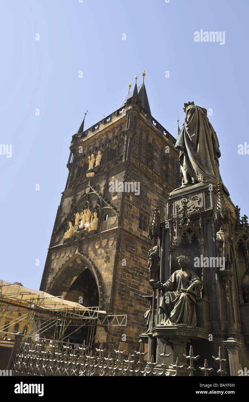 The statue of King Charles 4th on the Charles Bridge in Prague, Capital ...