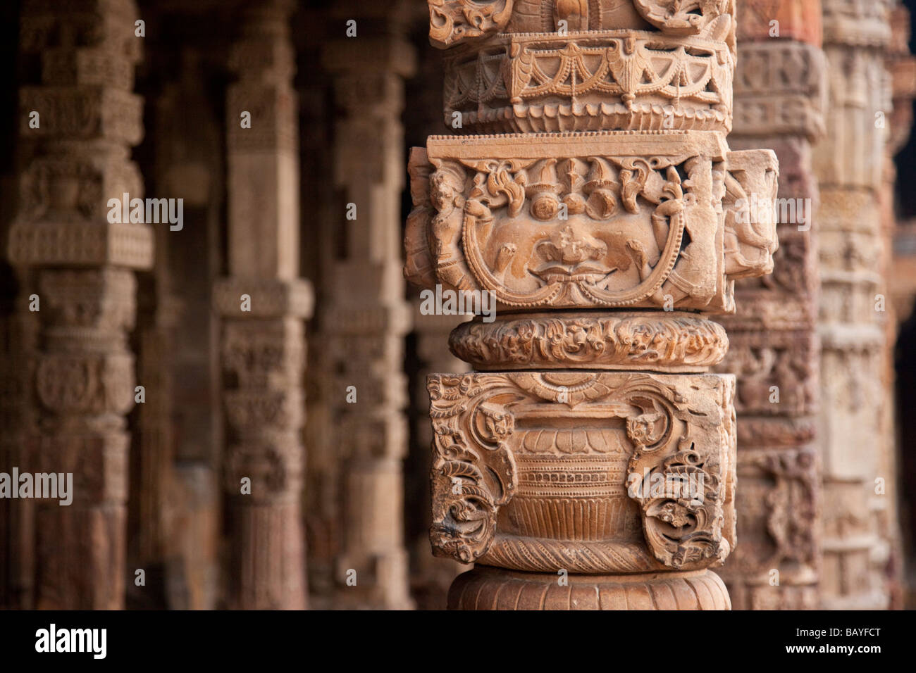 Hindu Columns at Qutb Minar in Delhi India Stock Photo - Alamy