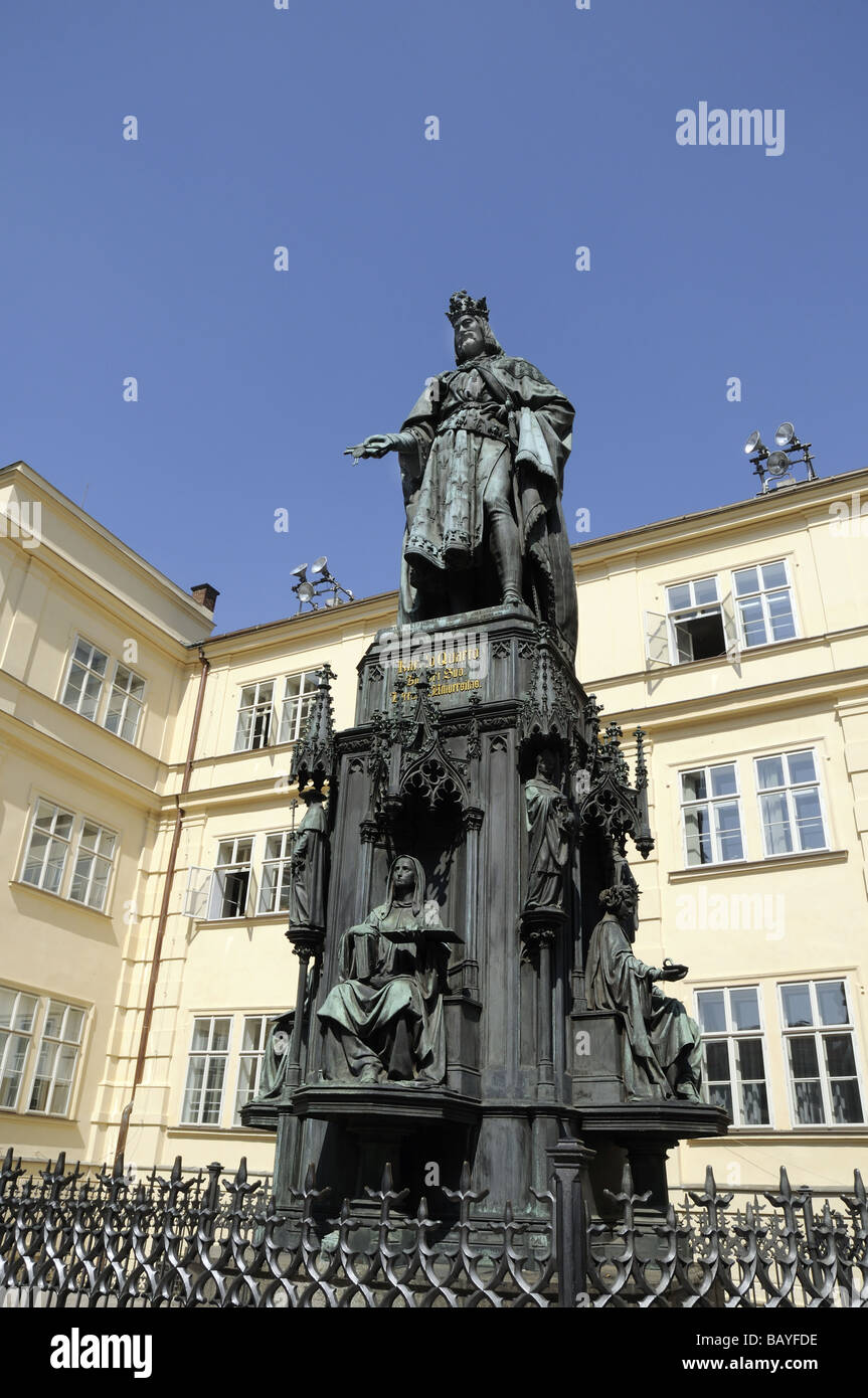 The statue of King Charles 4th on the Charles Bridge in Prague, Capital ...
