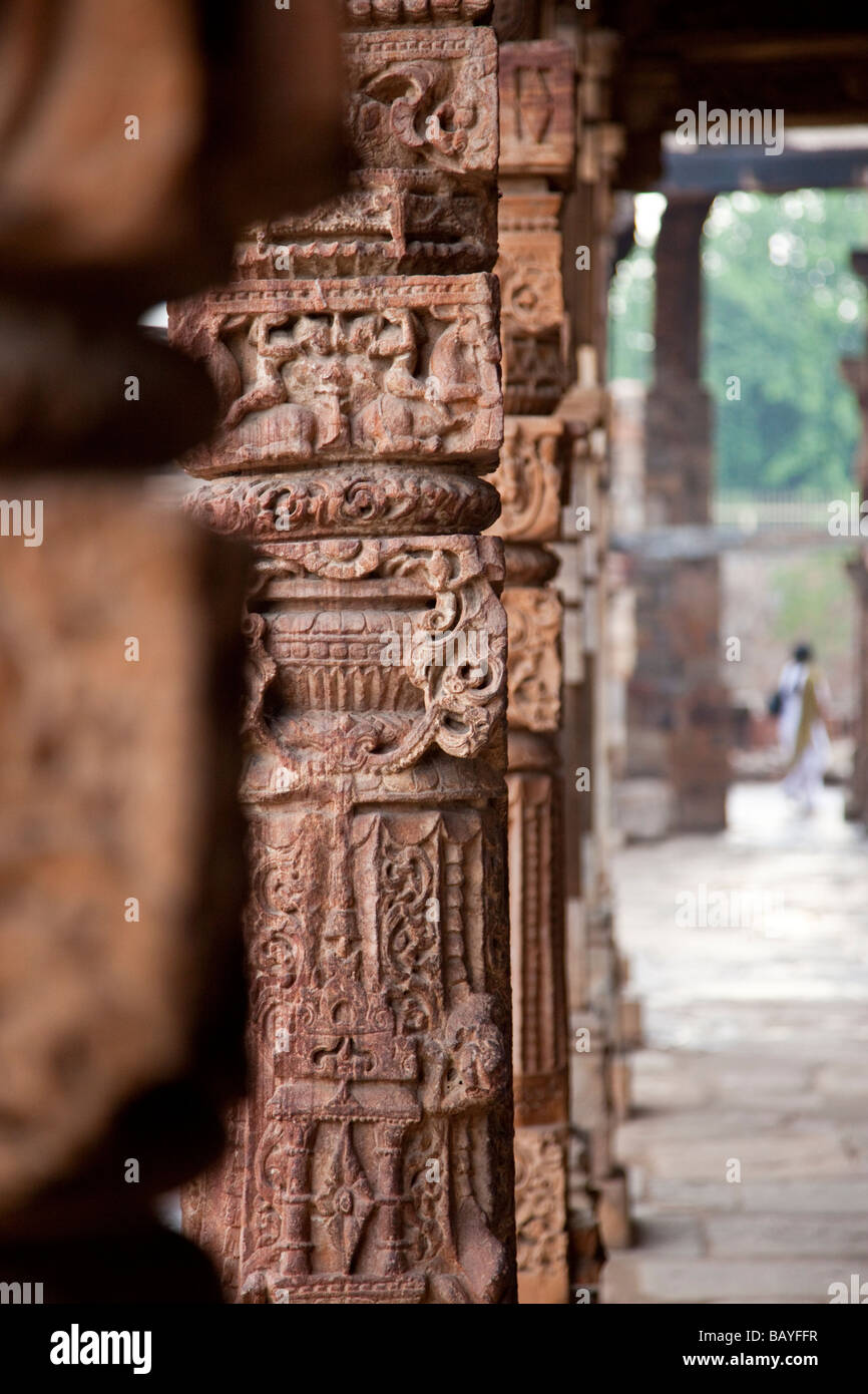 Hindu Columns at Qutb Minar in Delhi India Stock Photo - Alamy