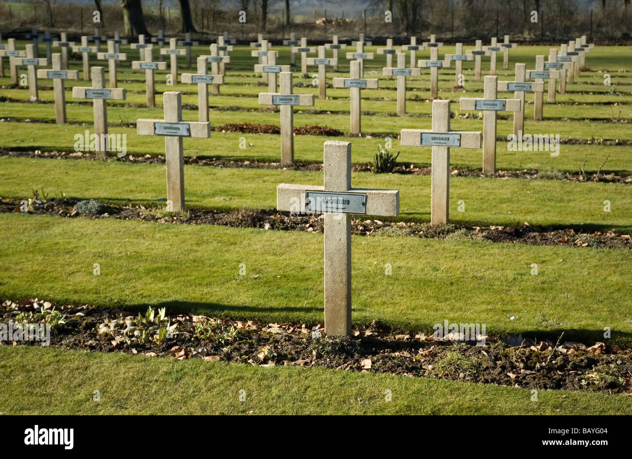 Crosses on graves of unknown soldiers from First World War in French ...