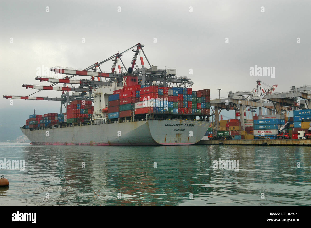 container ship in La Spezia harbour Stock Photo - Alamy