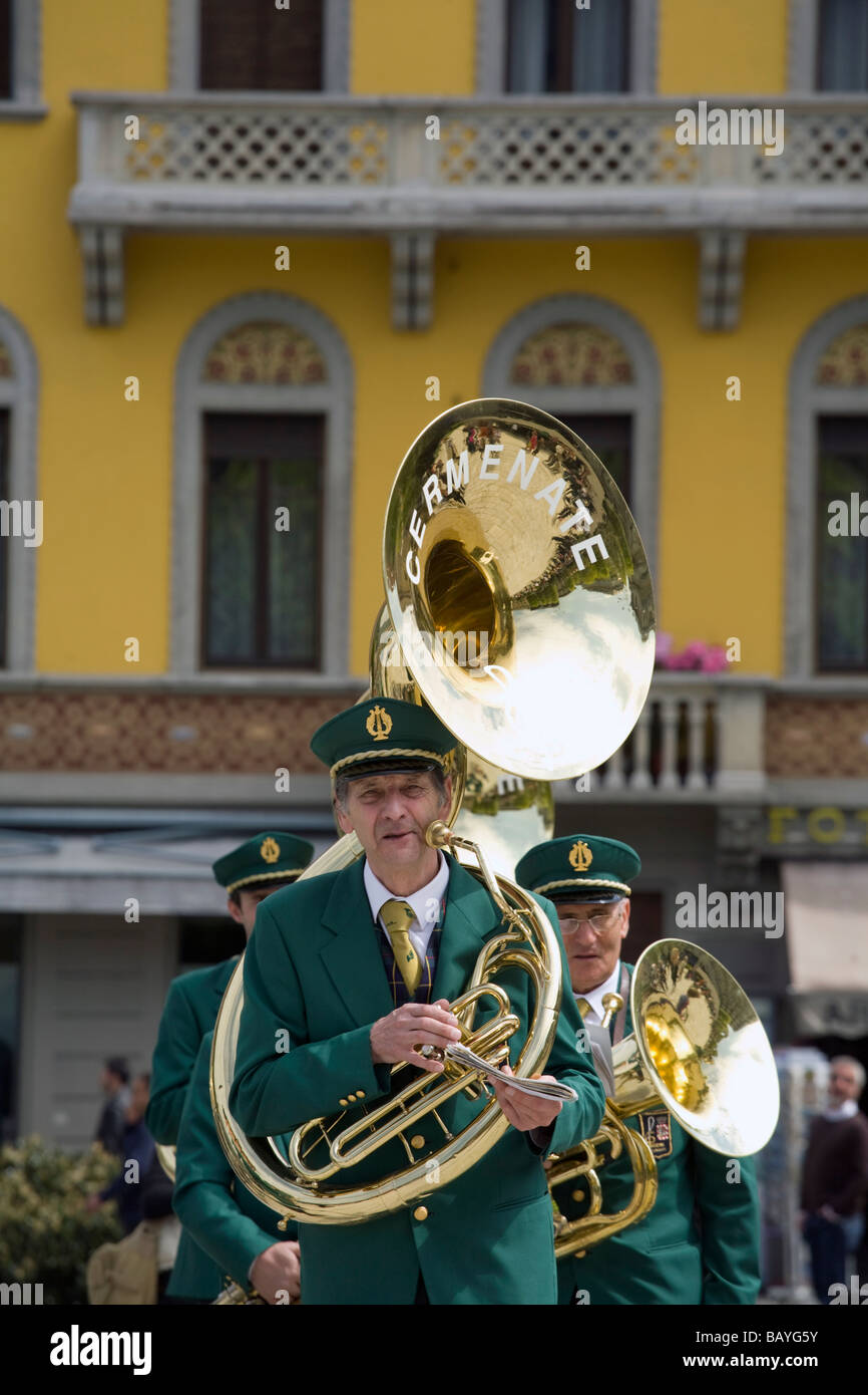 Marching band plays on Piazza Cavour in Como Italy Stock Photo - Alamy