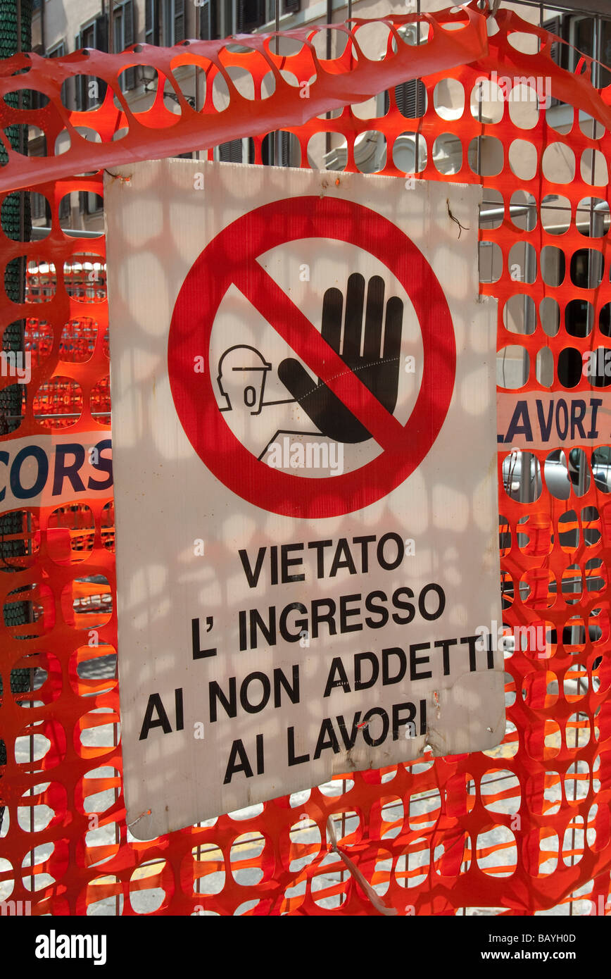 keep out sign on restoration work in Rome Stock Photo - Alamy