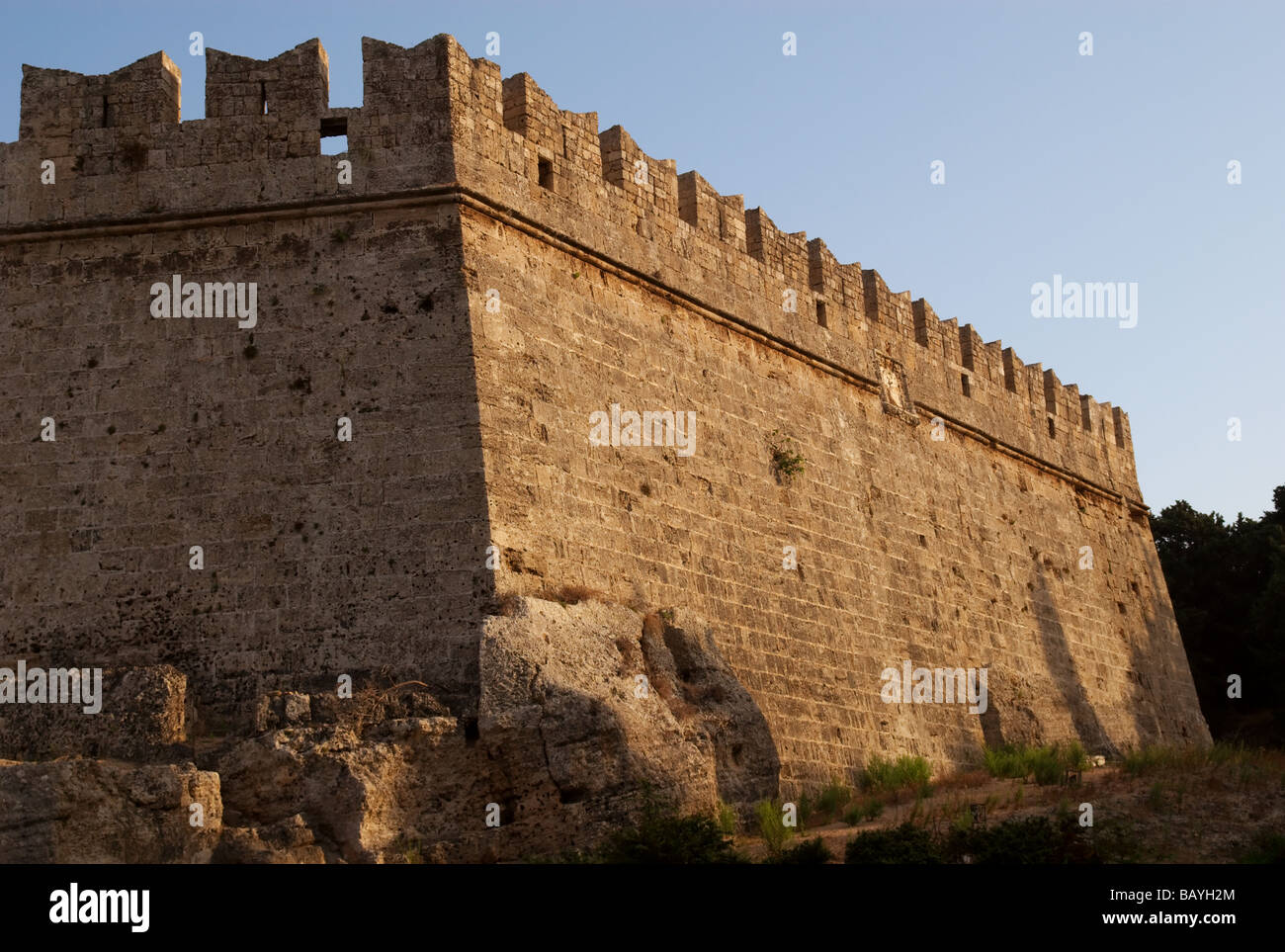 A segment of the medieval wall around the old city of Rhodes Greece ...