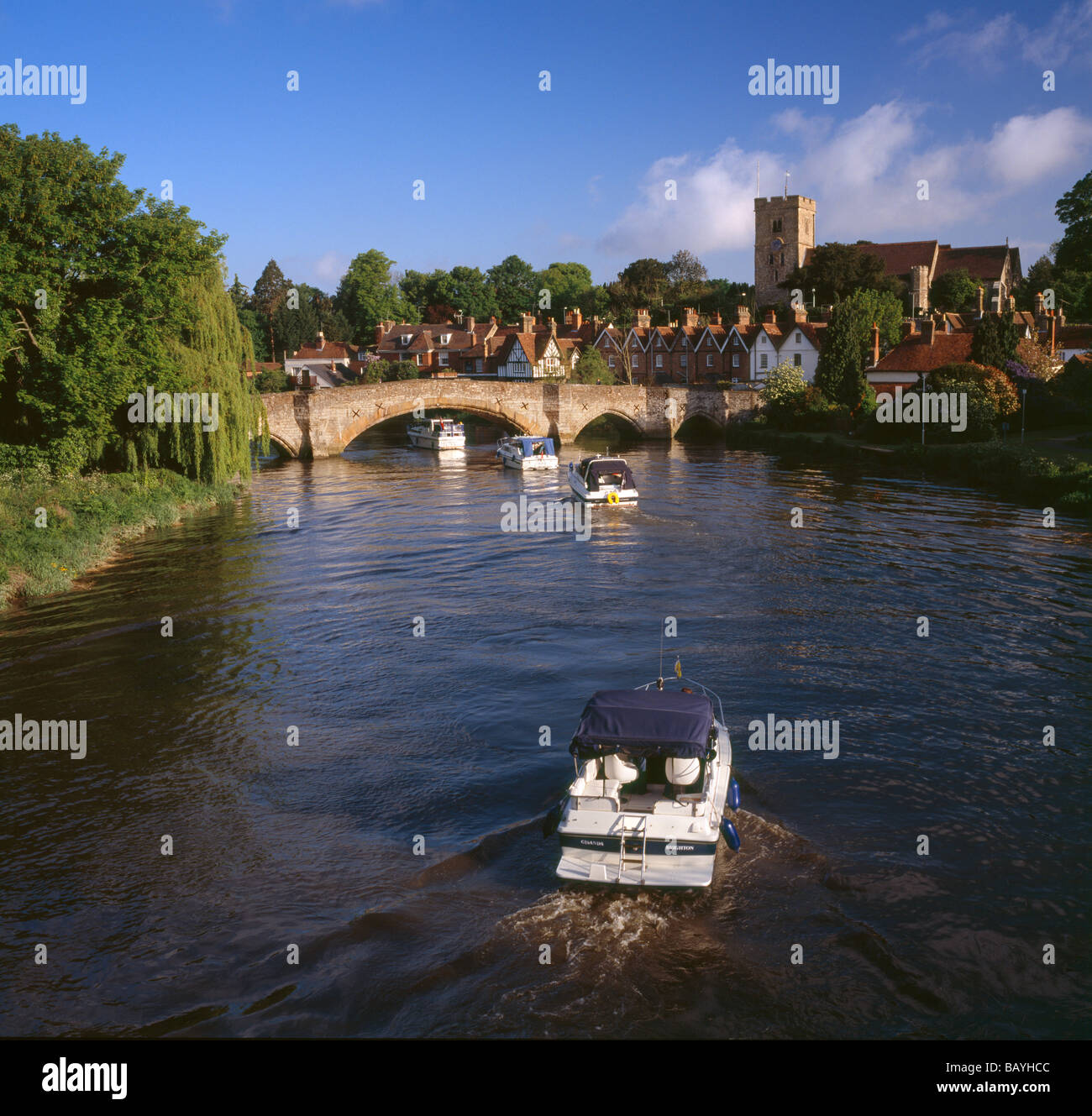 Boats passing under Aylesford bridge, Kent, England, UK Stock Photo - Alamy