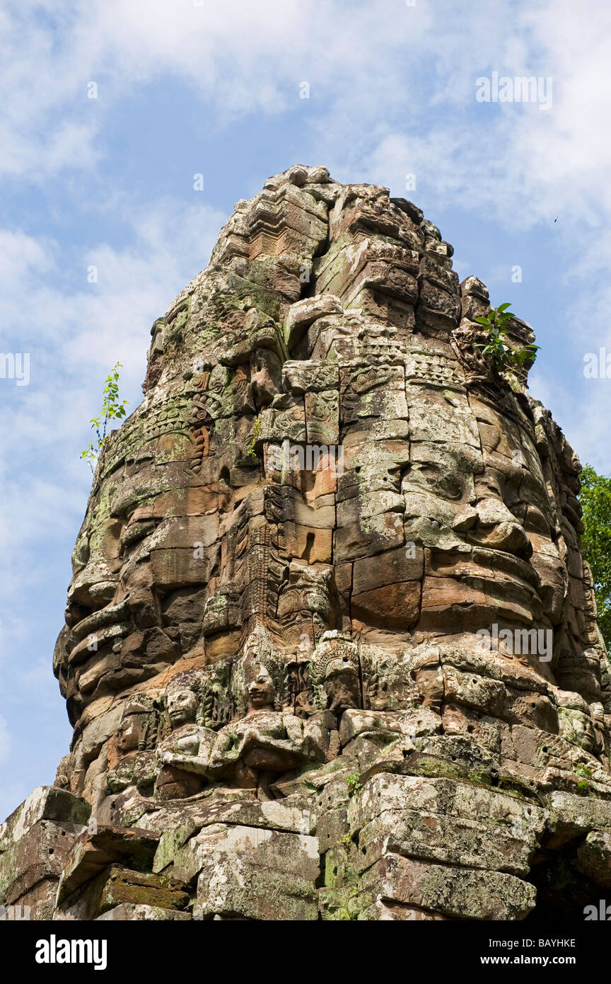 Temple Tower with Faces dipicting the deity Prajnaparamita. Ta Prohm ...