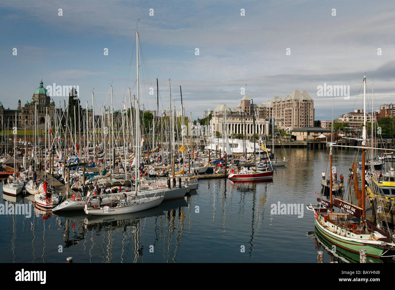 Sailboats in the Inner Harbour for the Swiftsure sailing race in ...