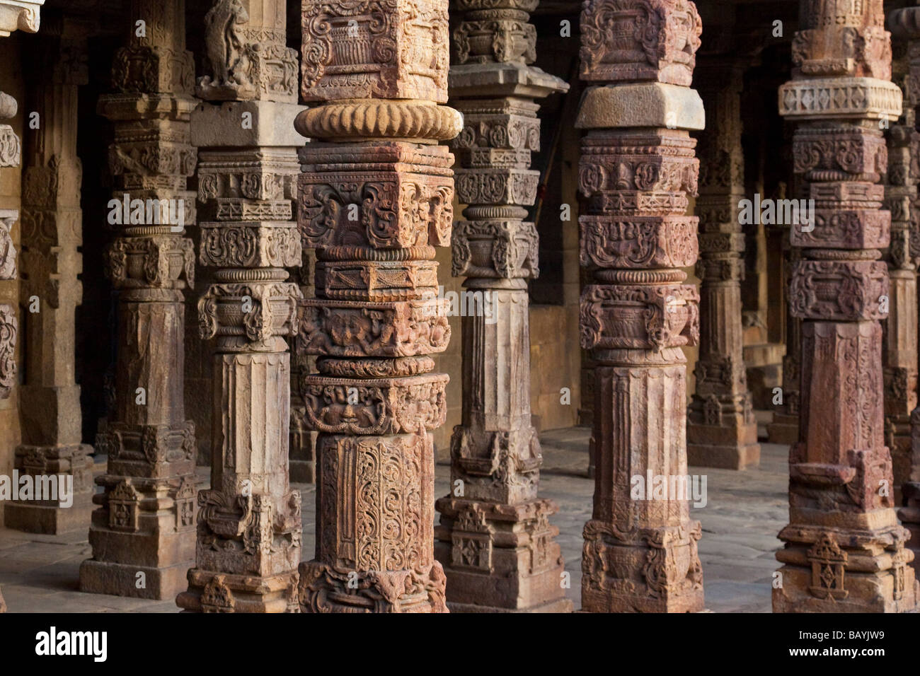Hindu Columns at Qutb Minar in Delhi India Stock Photo - Alamy