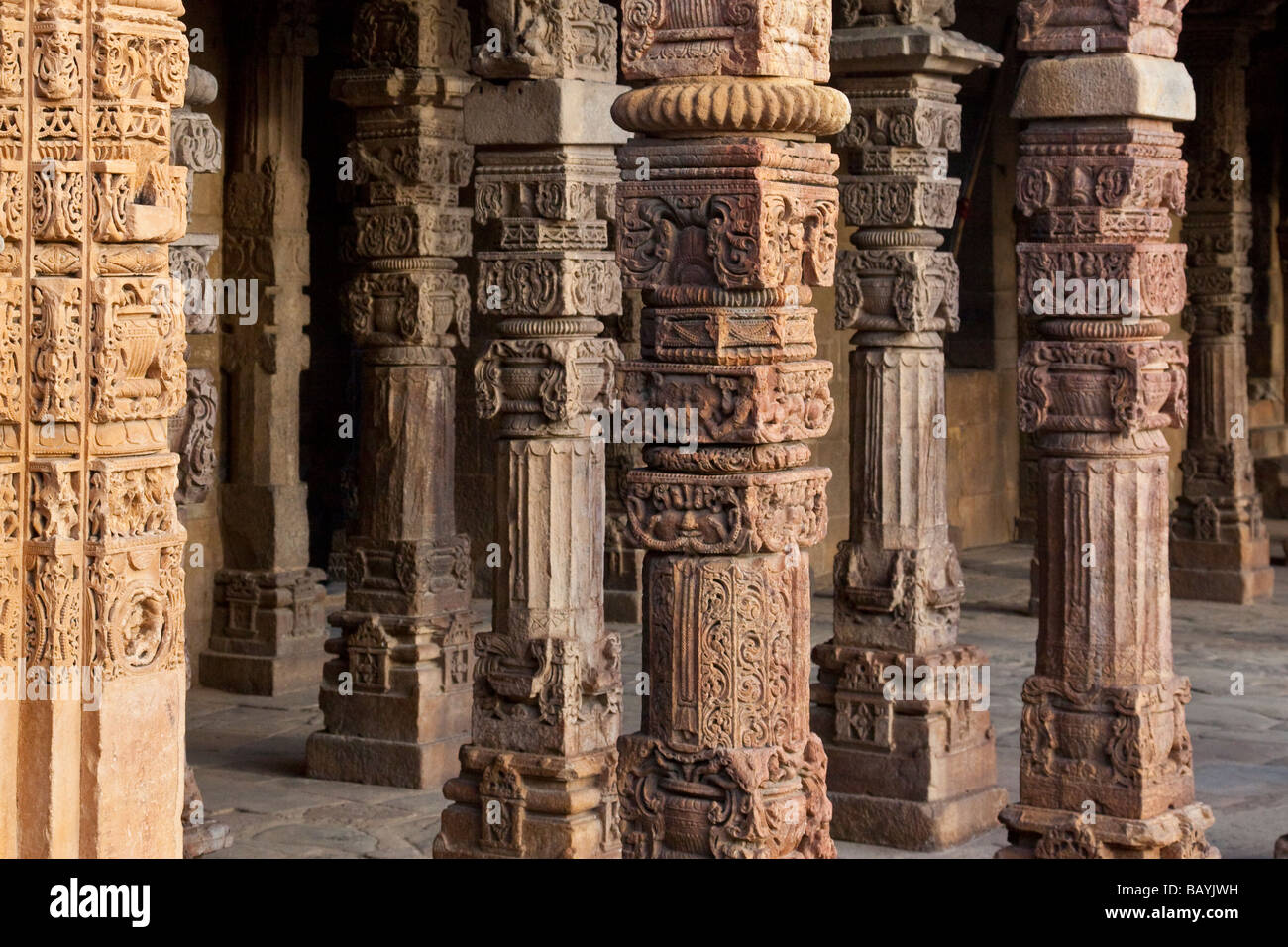 Hindu Columns at Qutb Minar in Delhi India Stock Photo - Alamy