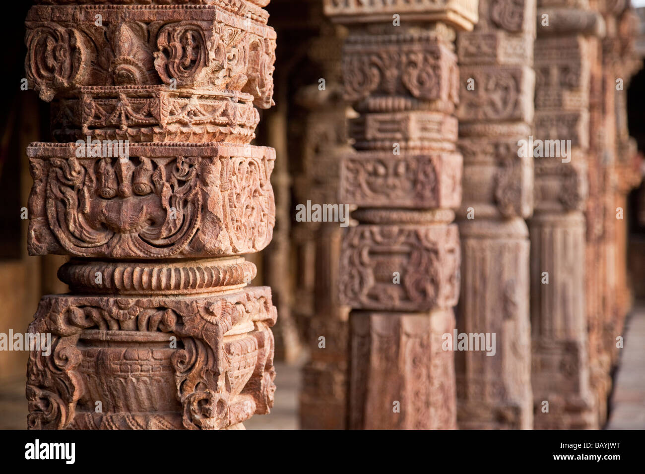 Hindu Columns at Qutb Minar in Delhi India Stock Photo - Alamy