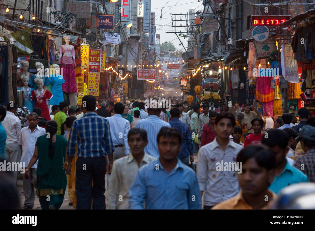 Main Bazaar in Paharganj in Delhi India Stock Photo - Alamy