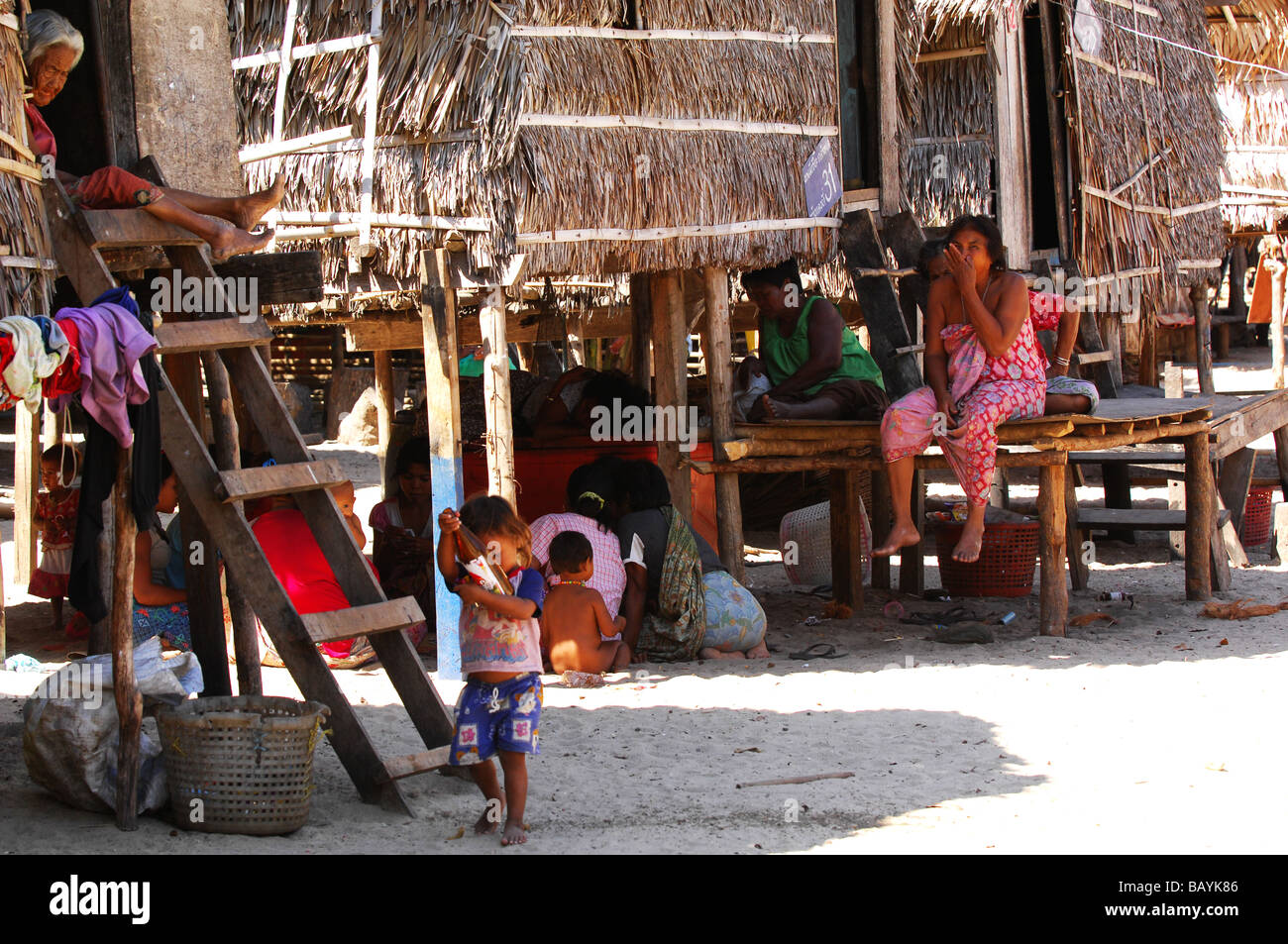 moken people at leisure time at thier village, koh surin, phangnga ...