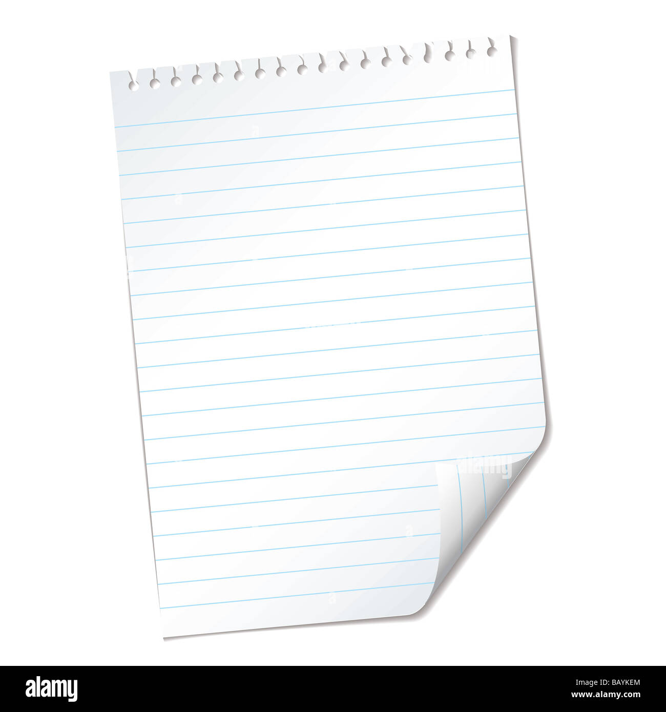 single piece of White note pad paper with ripped holes Stock Photo - Alamy