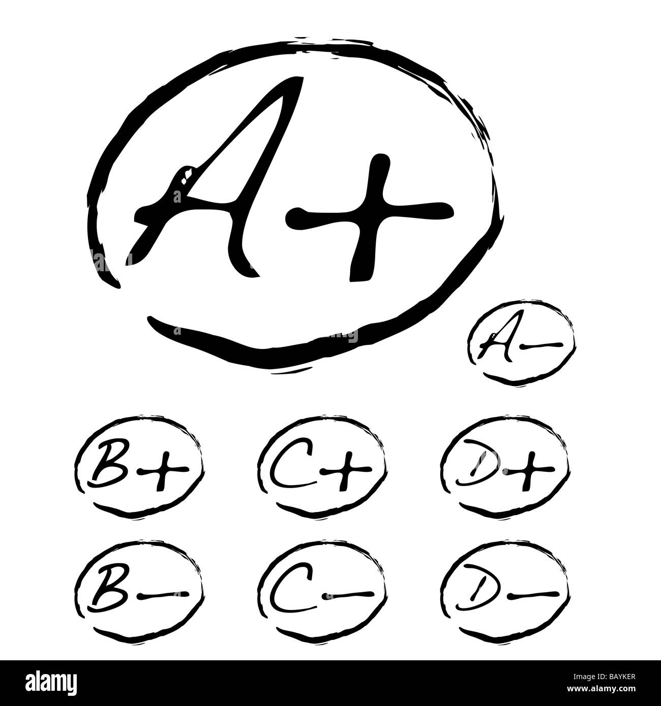 Teachers pet collection with a plus sign and negative mark Stock Photo ...