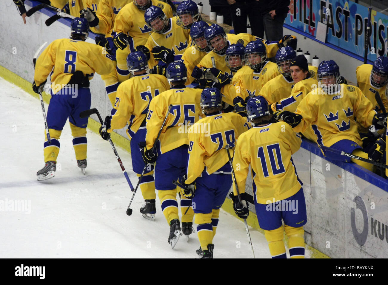 Swedish team celebrating a goal Stock Photo - Alamy
