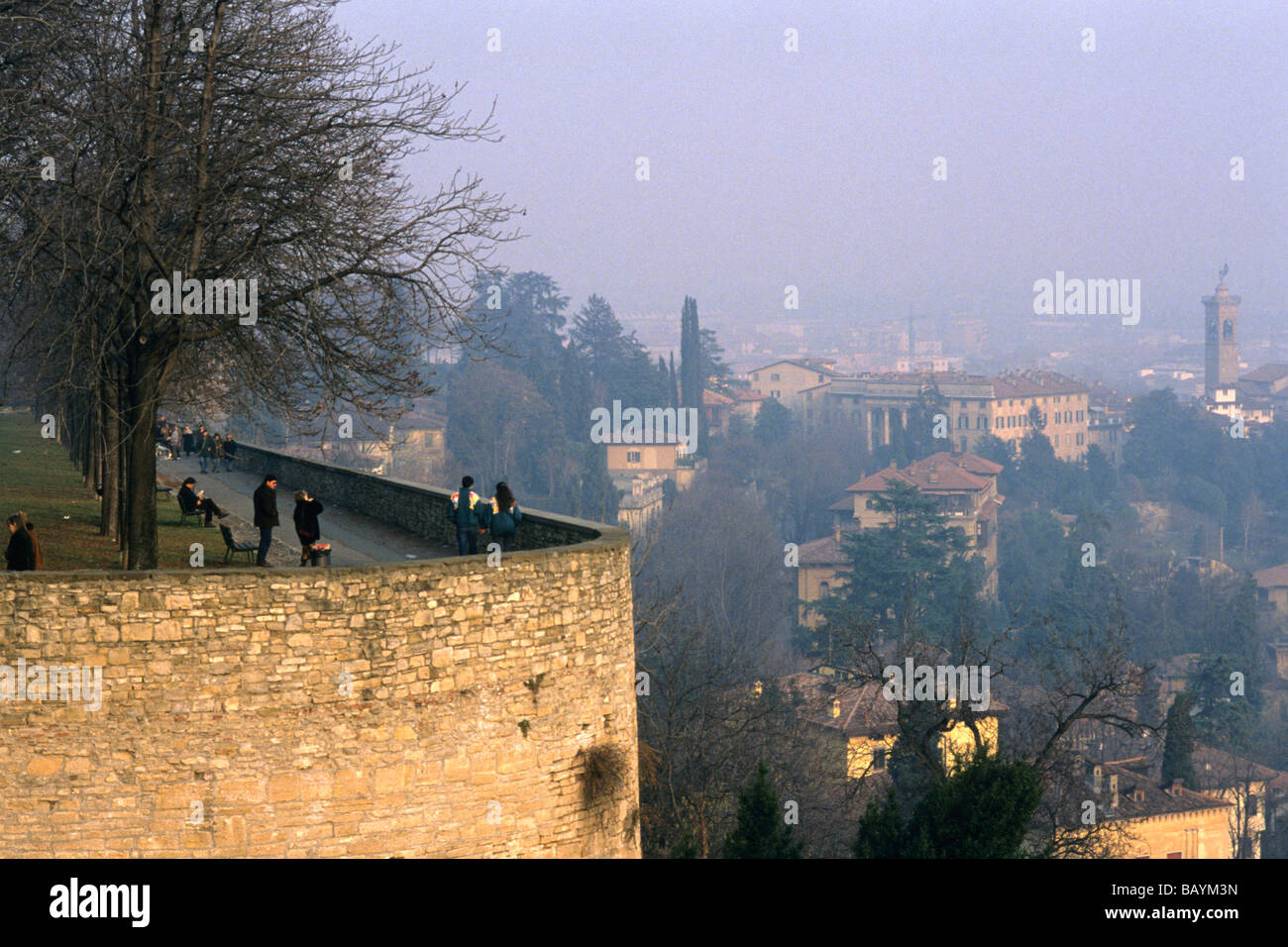 The walls of the high town Bergamo Italy Stock Photo - Alamy