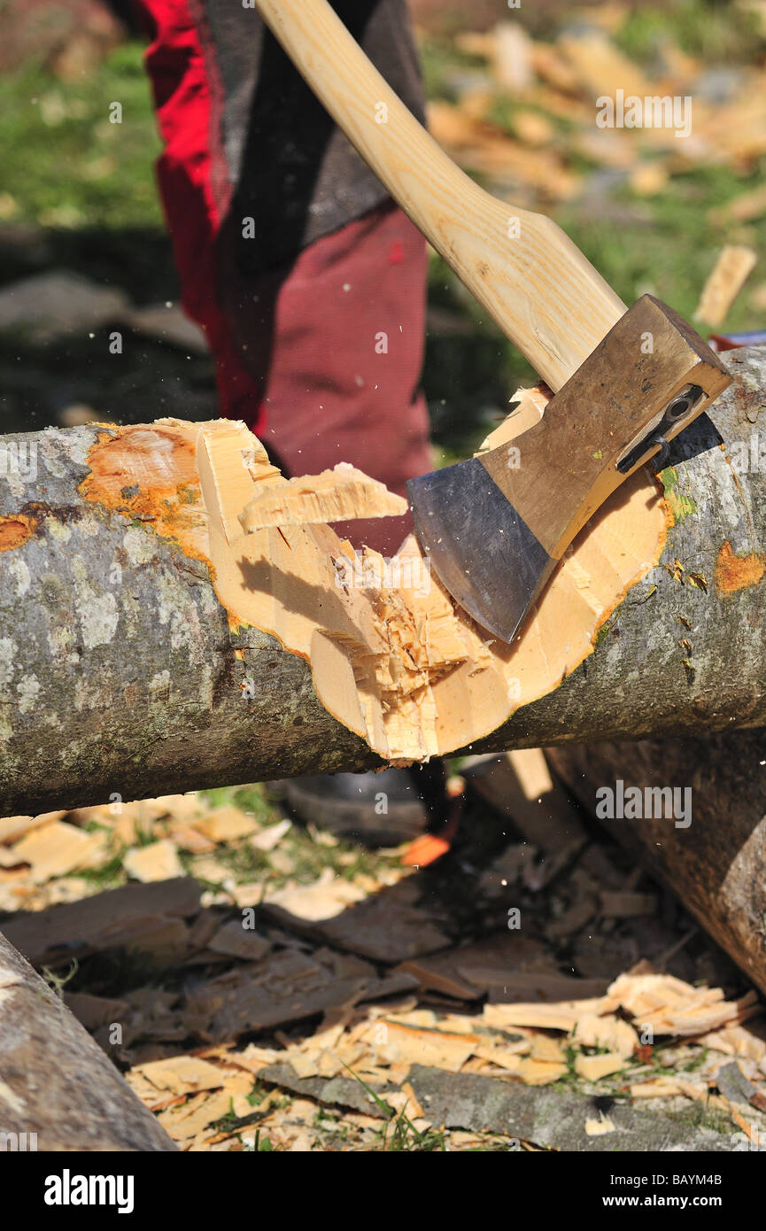 Chopping wood ax close up hi-res stock photography and images - Alamy