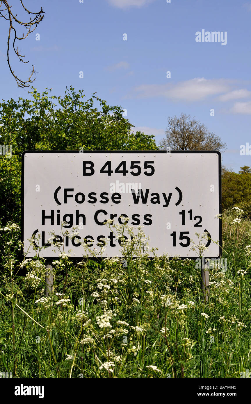 Road sign on Fosse Way, Warwickshire, England, UK Stock Photo - Alamy