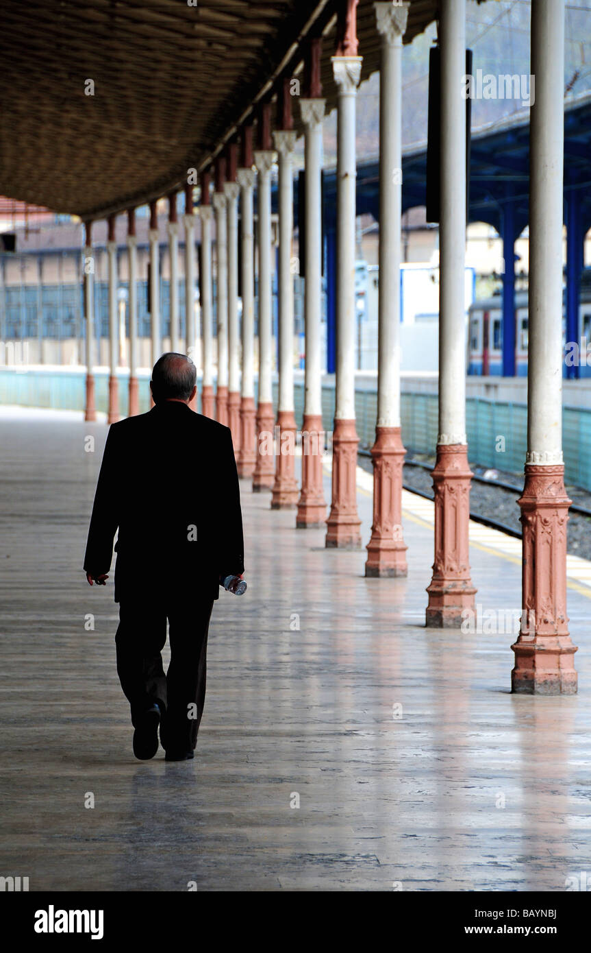 Man walking along platform, Sirkeci Station, Istanbul, Turkey Stock ...