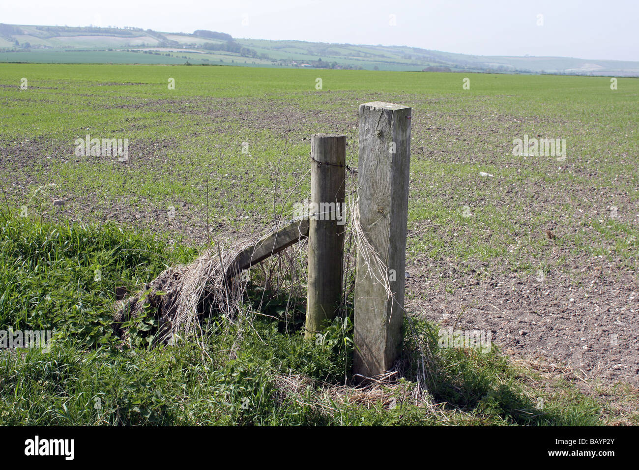 A rustic gate post Stock Photo - Alamy