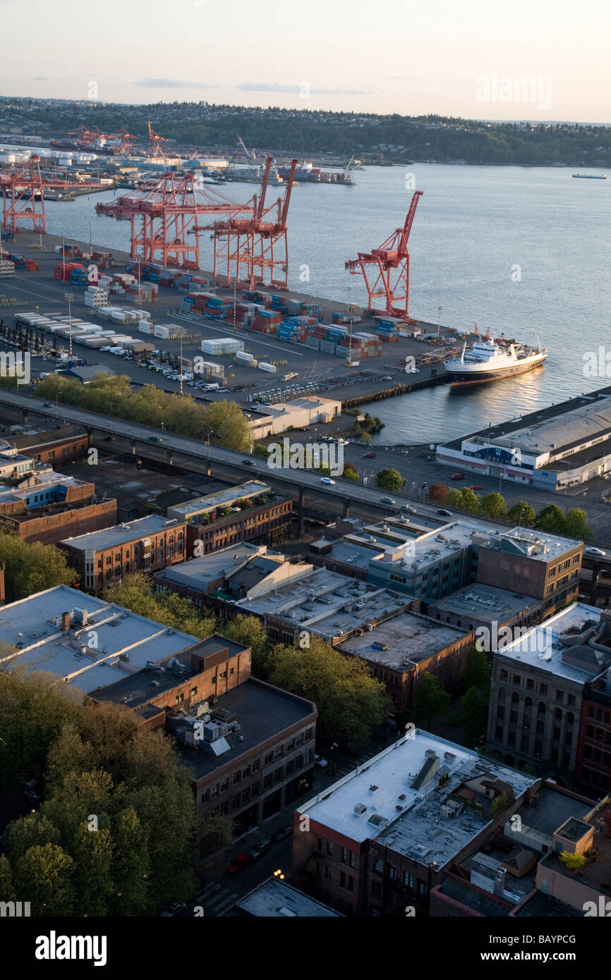 Aerial View of the Port of Seattle and the Central Business District ...