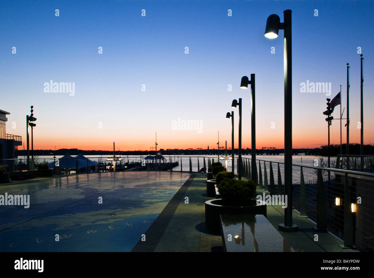 National Harbor Maryland at sunset Stock Photo - Alamy