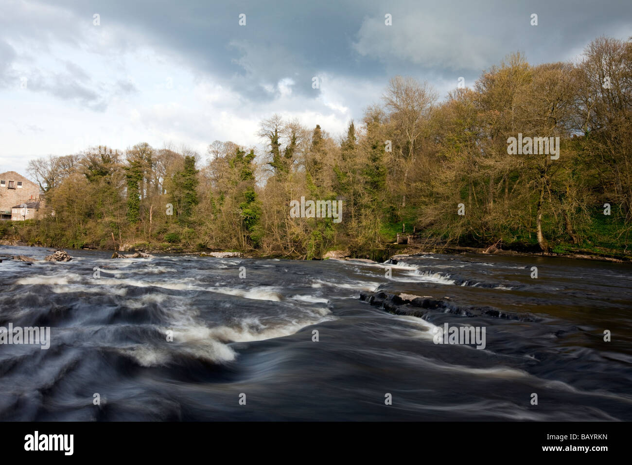 "Aysgarth Falls" in the Yorkshire Dales England UK, looking down stream ...