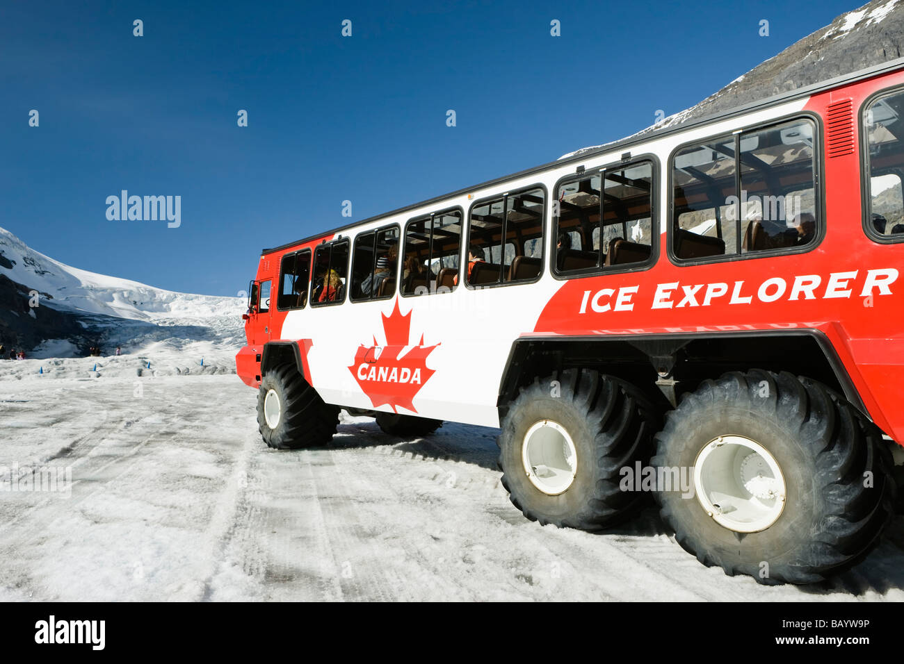 The Ice Explorer, taking tourists onto Athabasca Glacier, Icefields Parkway, Jasper National ...