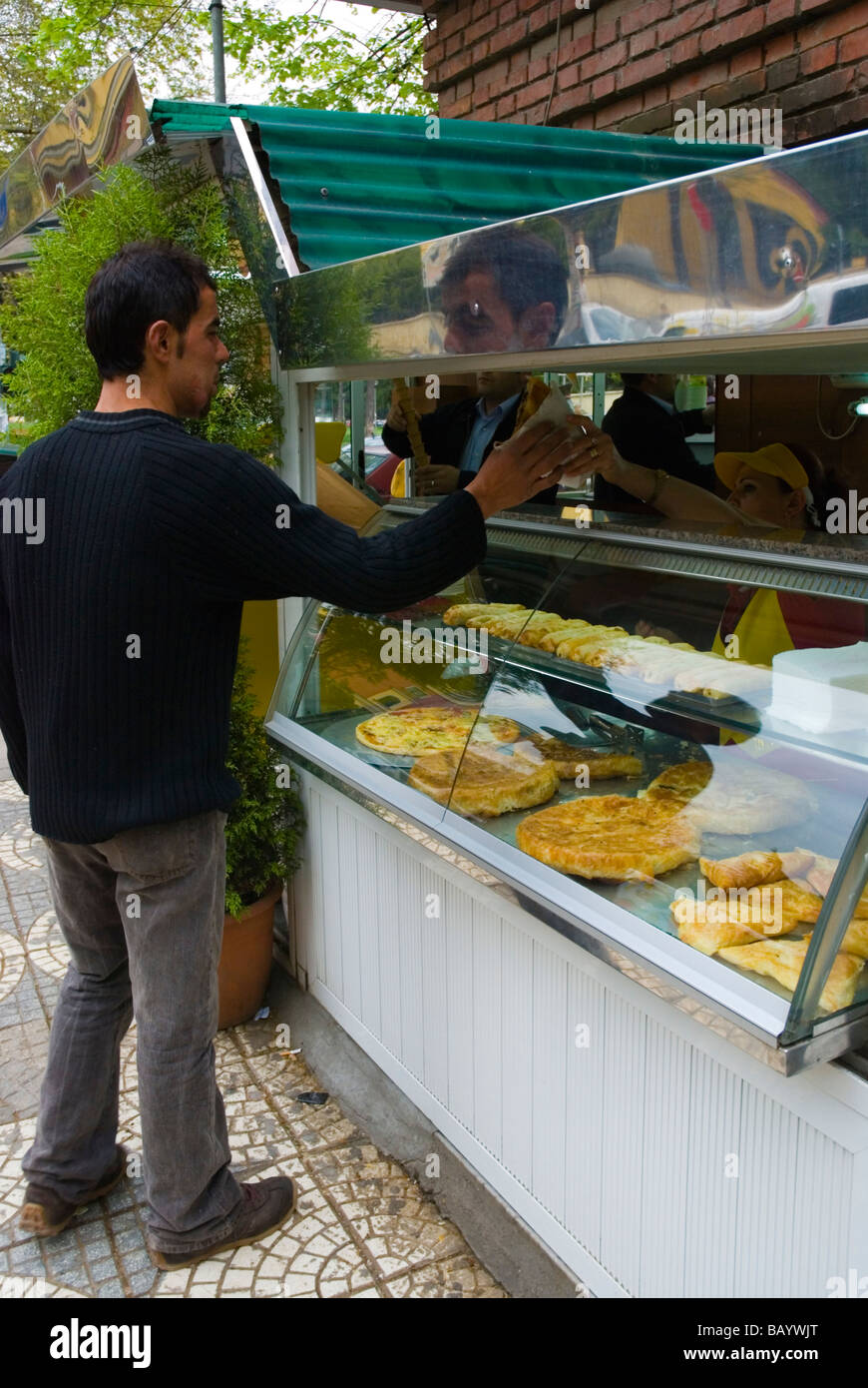 Kiosk selling pies and bureks in Blloku district of Tirana Albania ...