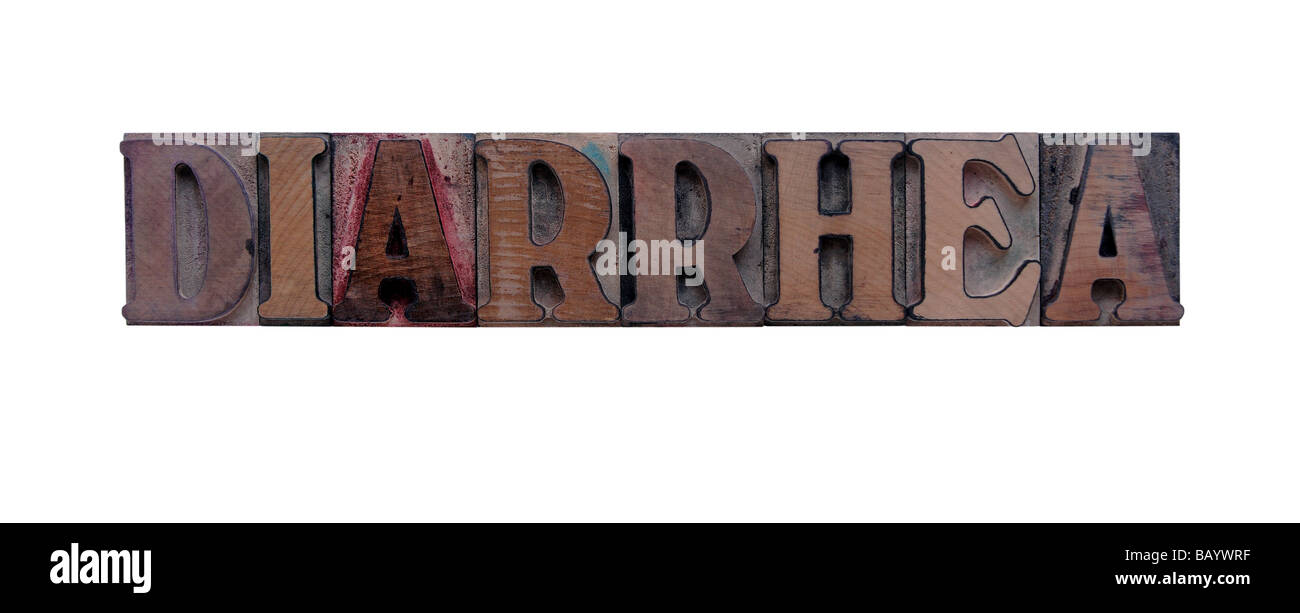 the word 'diarrhea' in old wood type Stock Photo - Alamy