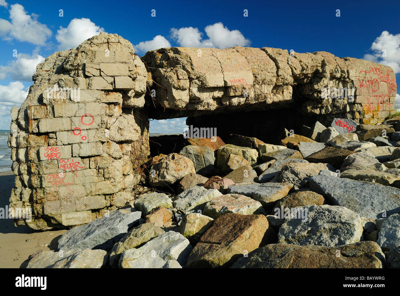 A blockhouse on Gold Beach near Graye sur Mer, Normandy Stock Photo - Alamy