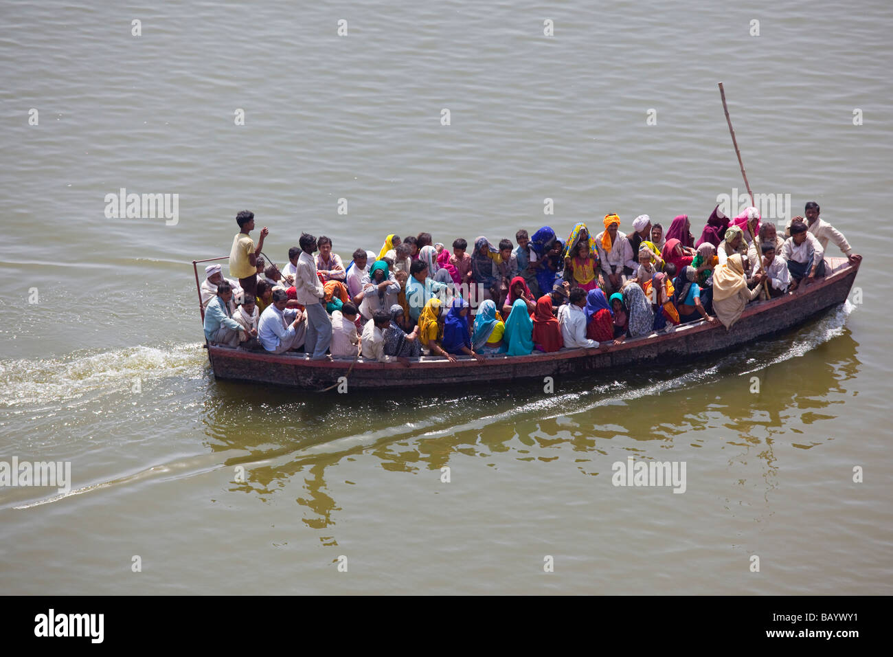 Indian People in a Boat on the Ganga River in Varanasi India Stock ...
