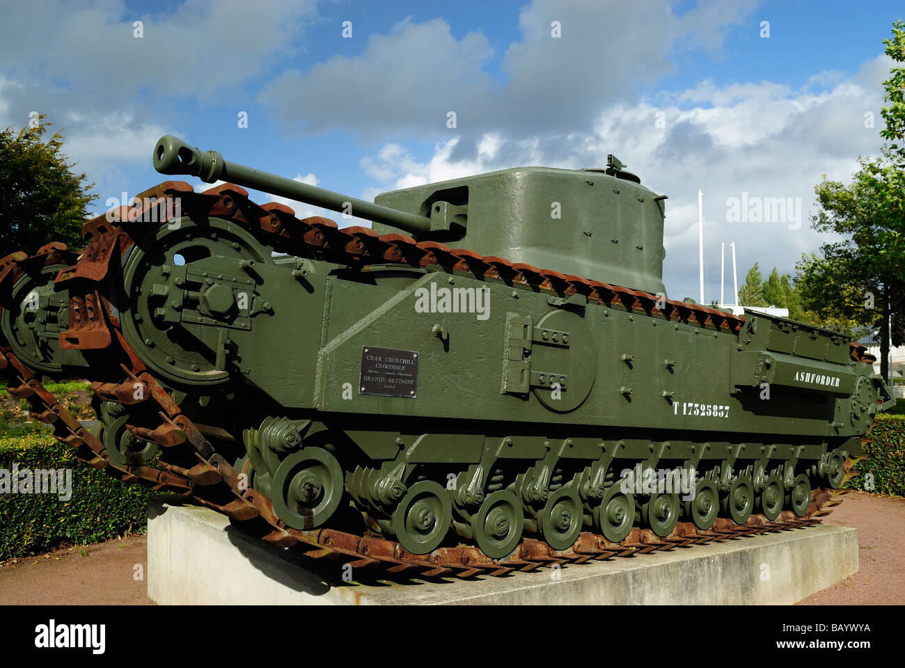 Commemorative Churchill tank in Normandy Stock Photo - Alamy